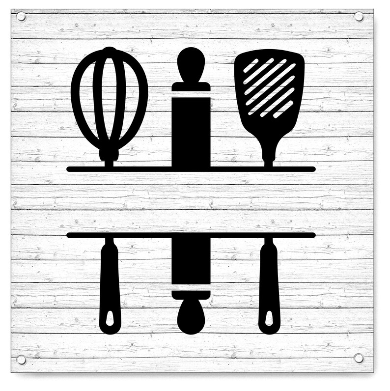 Kitchen Utensils Split Monogram Frame. Svg Png Eps Dxf Cut - Etsy