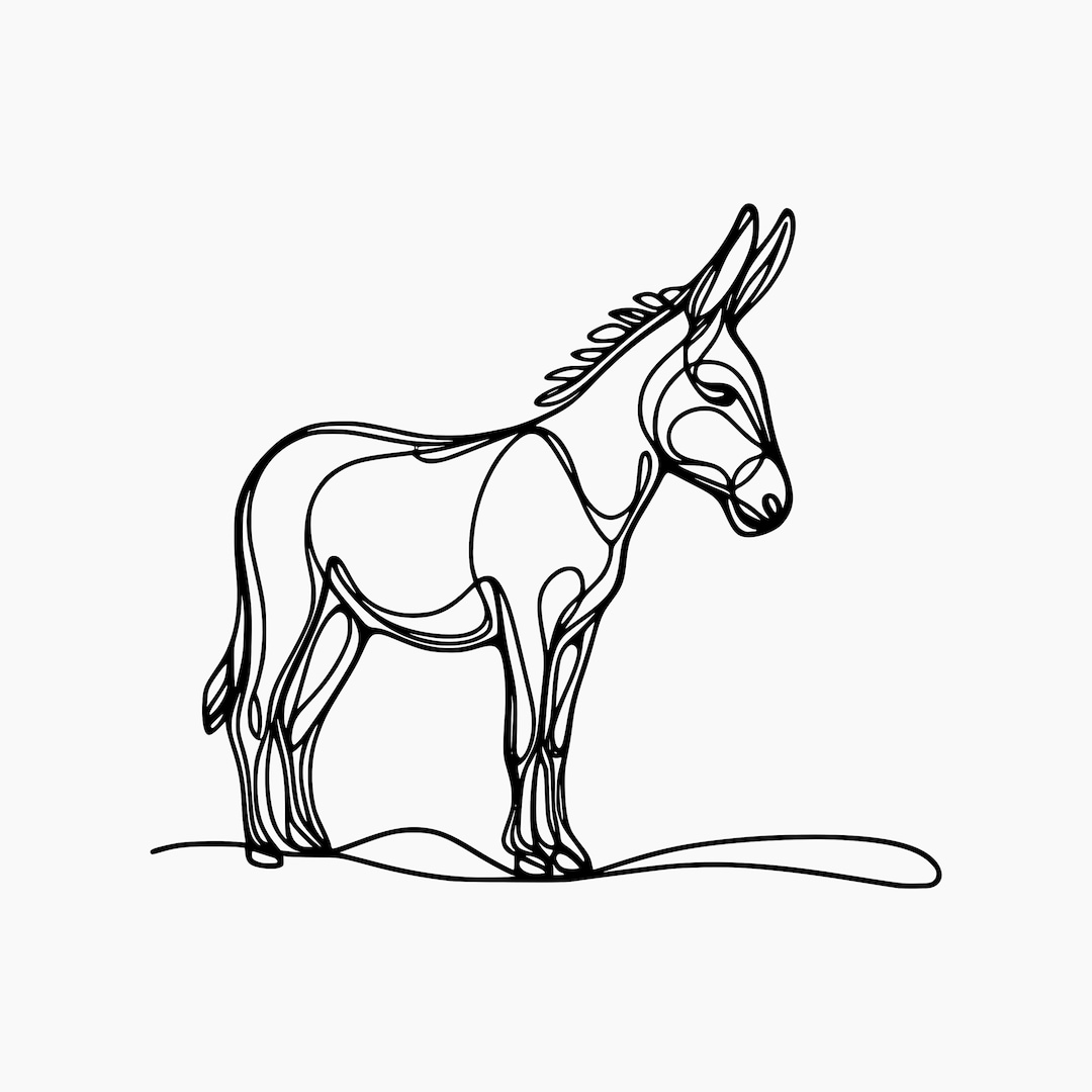 Donkey Line Drawing. Svg Png Eps Dxf Cut Files. - Etsy