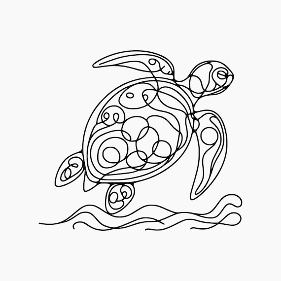 Black And White Sea Turtle Clipart