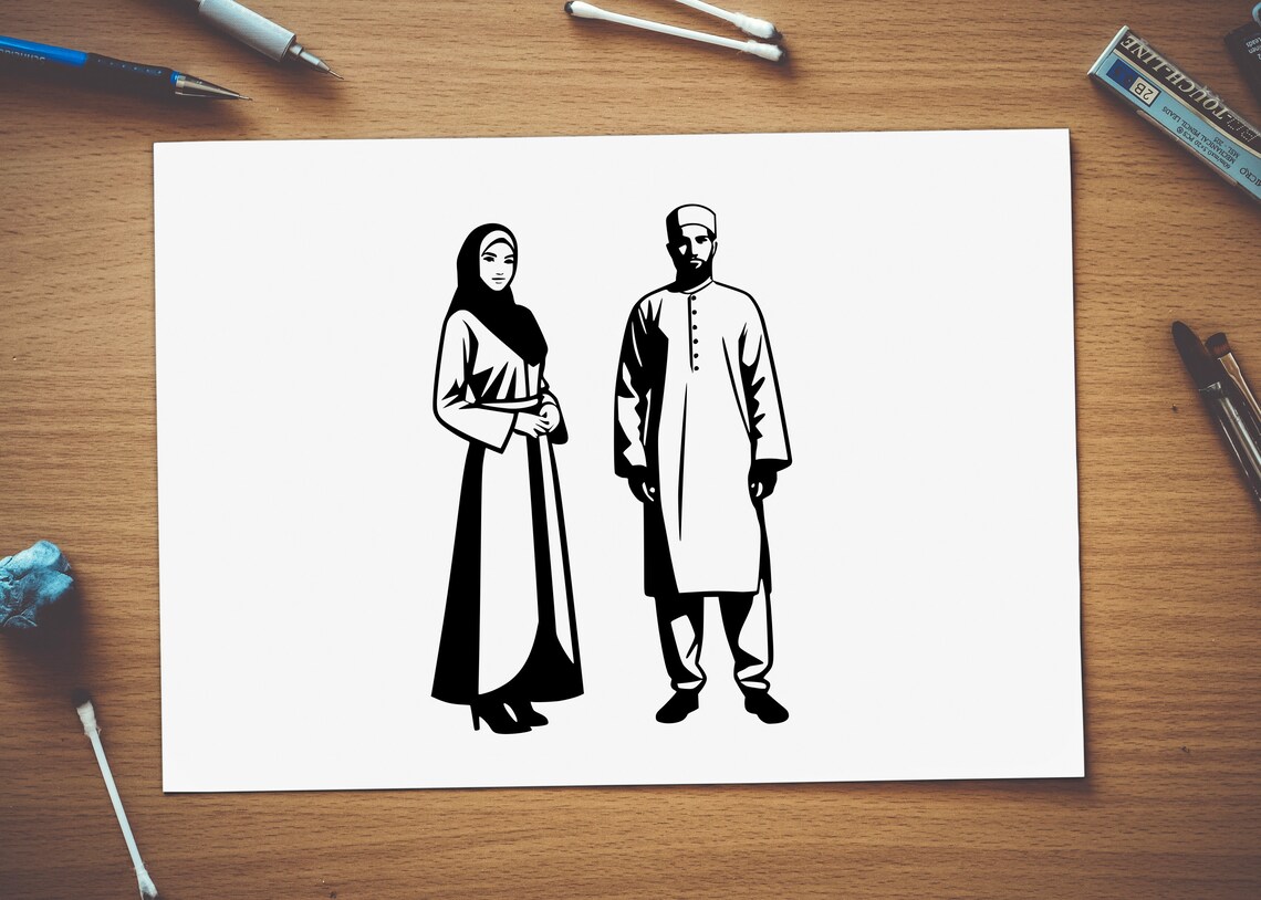 Muslim Couple. Svg Png Eps Dxf Cut Files. - Etsy