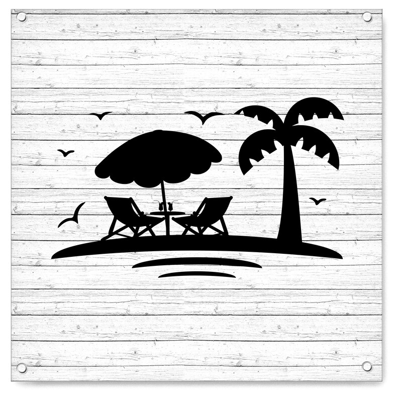 Palm and Beach Chair Relax Black Silhouette. Svg Png Eps Dxf - Etsy