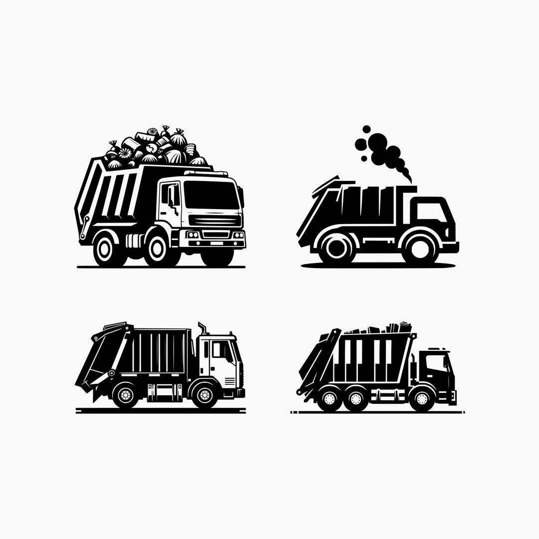 Garbage Truck. 4 Svg Bundle. Svg Png Eps Dxf Cut Files. - Etsy