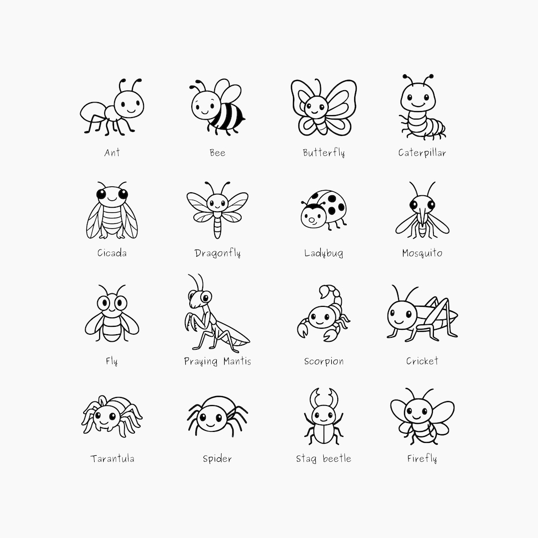 Kawaii Bugs SVG Bundle – Insect Cut Files (png, Eps, Dxf) - Etsy