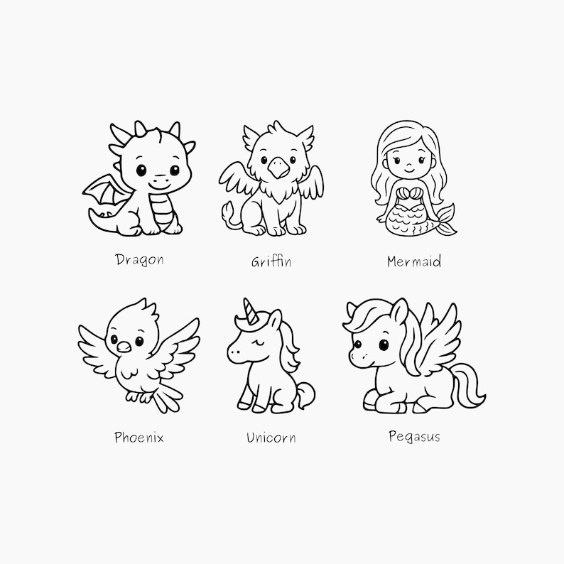 Kawaii Mythical Creatures Clipart – Fantasy SVG Bundle (cut Files) - Etsy