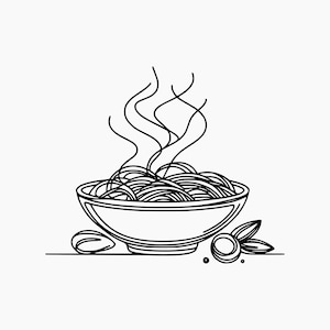 Pasta Spaghetti Dish Line Drawing. Svg Png Eps Dxf Cut Files. - Etsy
