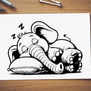 Tired Elephant. Svg Png Eps Dxf Cut Files. - Etsy