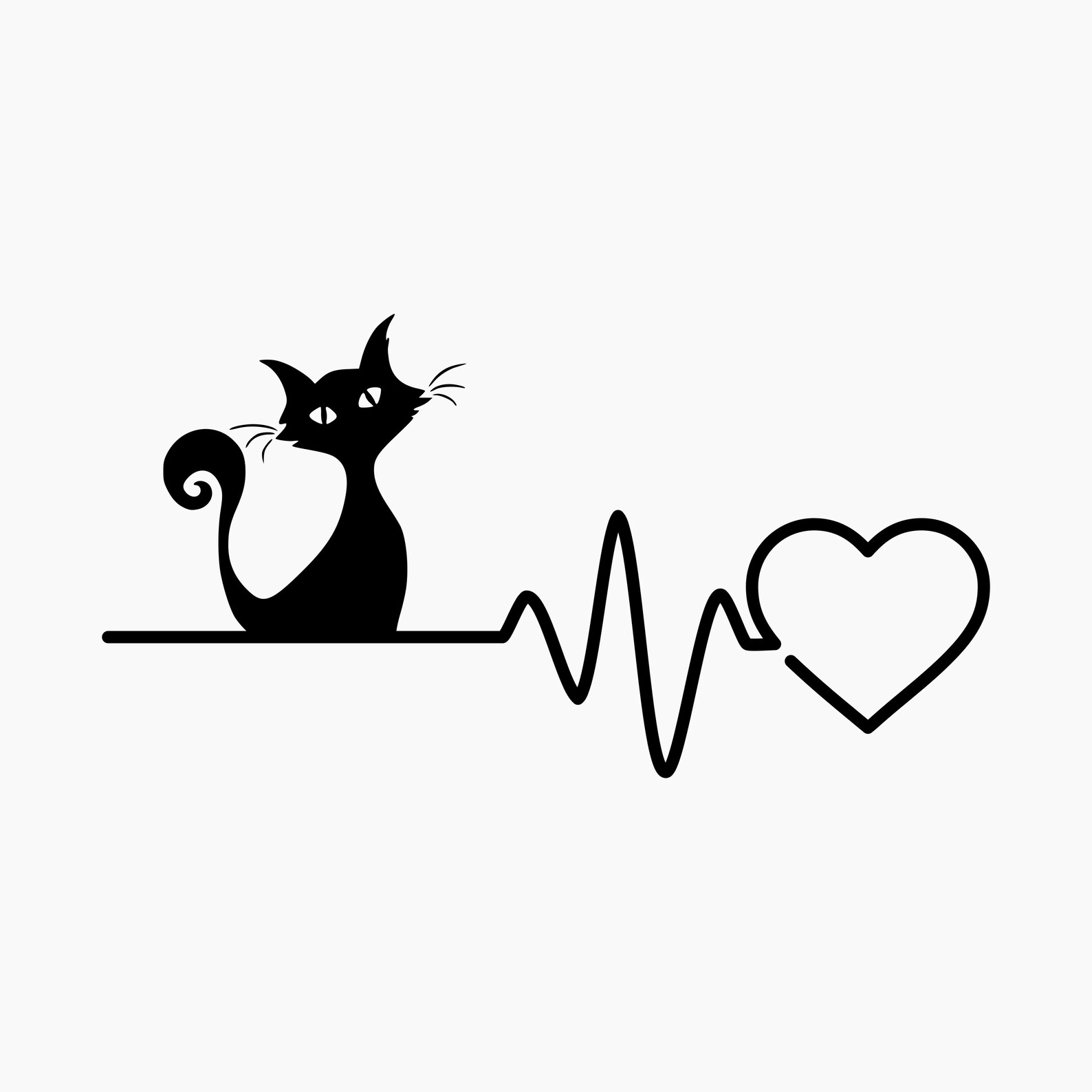 Heart Beat Cat Love. Svg Png Eps Dxf Cut Files. - Etsy
