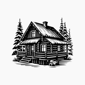 Winter Cabin. 4 Svg Bundle. Svg Png Eps Dxf Cut Files. - Etsy