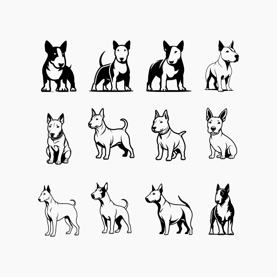 Dog Bull Terrier. 12 Svg Bundle. Svg Png Eps Dxf Cut Files. - Etsy