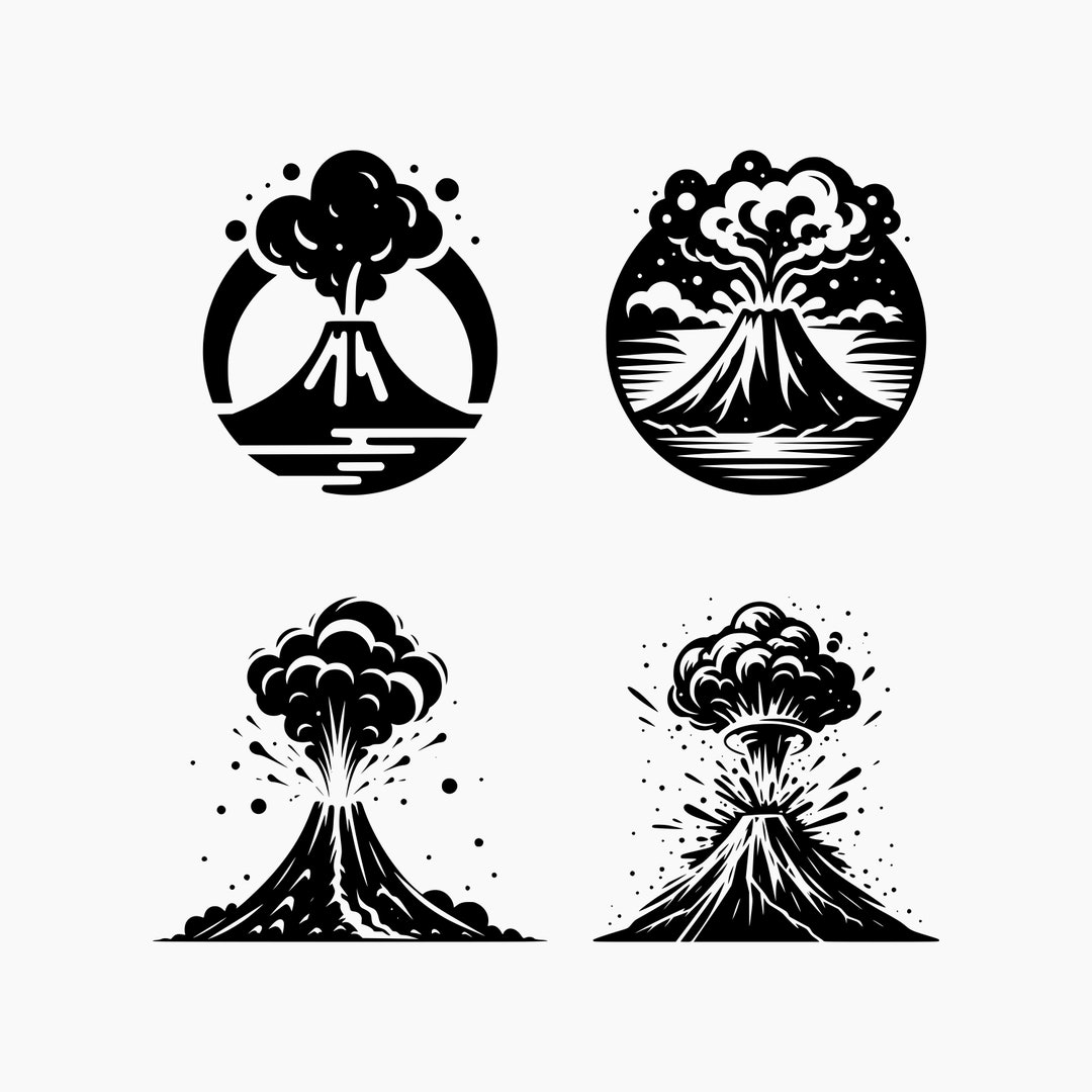 Erupting Volcano. 4 Svg Bundle. Svg Png Eps Dxf Cut Files. - Etsy