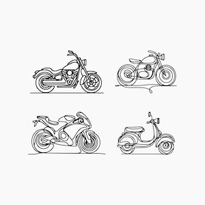Motorcycle Line Drawing. 4 Svg Bundle. Svg Png Eps Dxf Cut Files. - Etsy