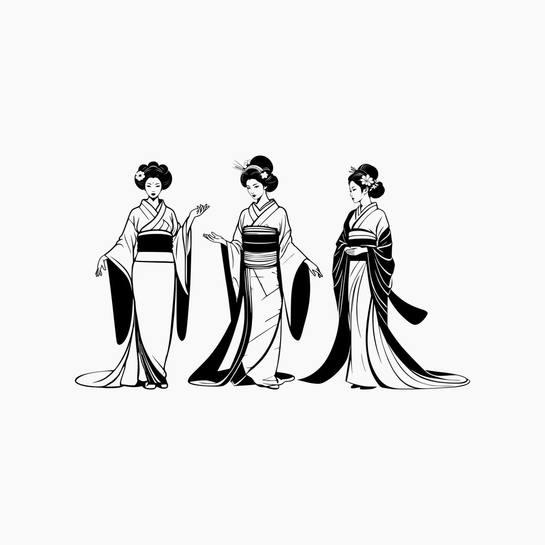 Japanese Geishas. Svg Png Eps Dxf Cut Files. - Etsy