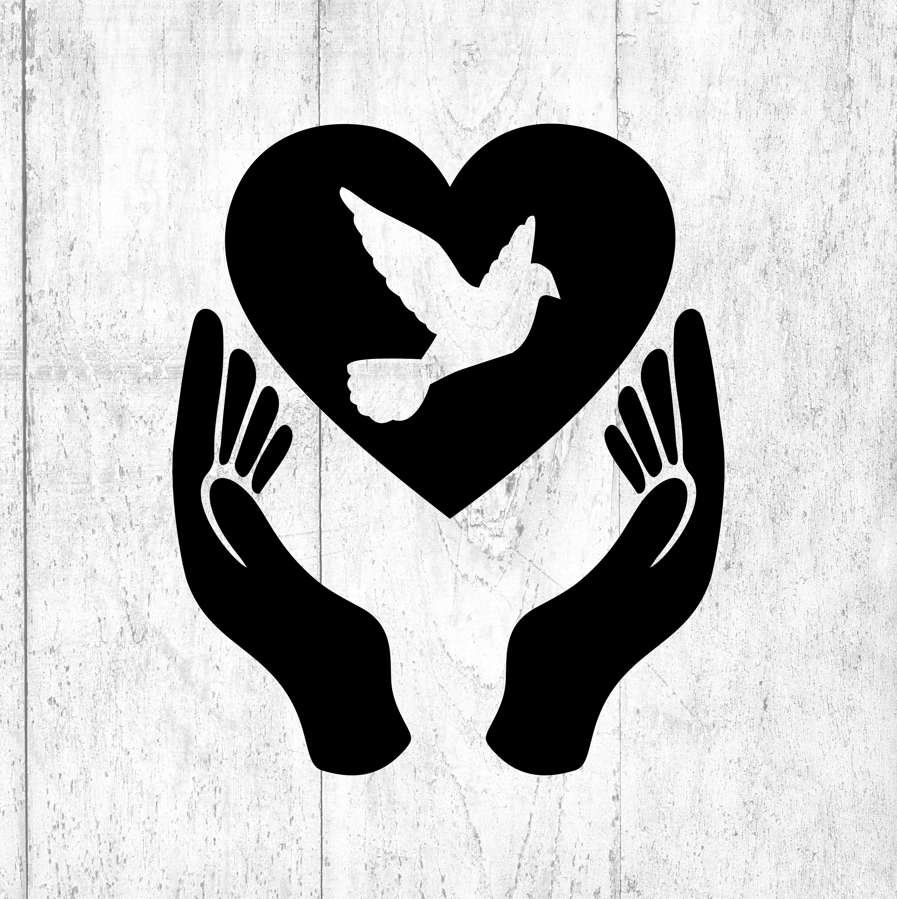 Dove of Peace Symbol With Heart. Svg Png Eps Dxf Cut Files. | Etsy UK