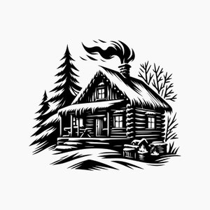 Winter Cabin. 4 Svg Bundle. Svg Png Eps Dxf Cut Files. - Etsy