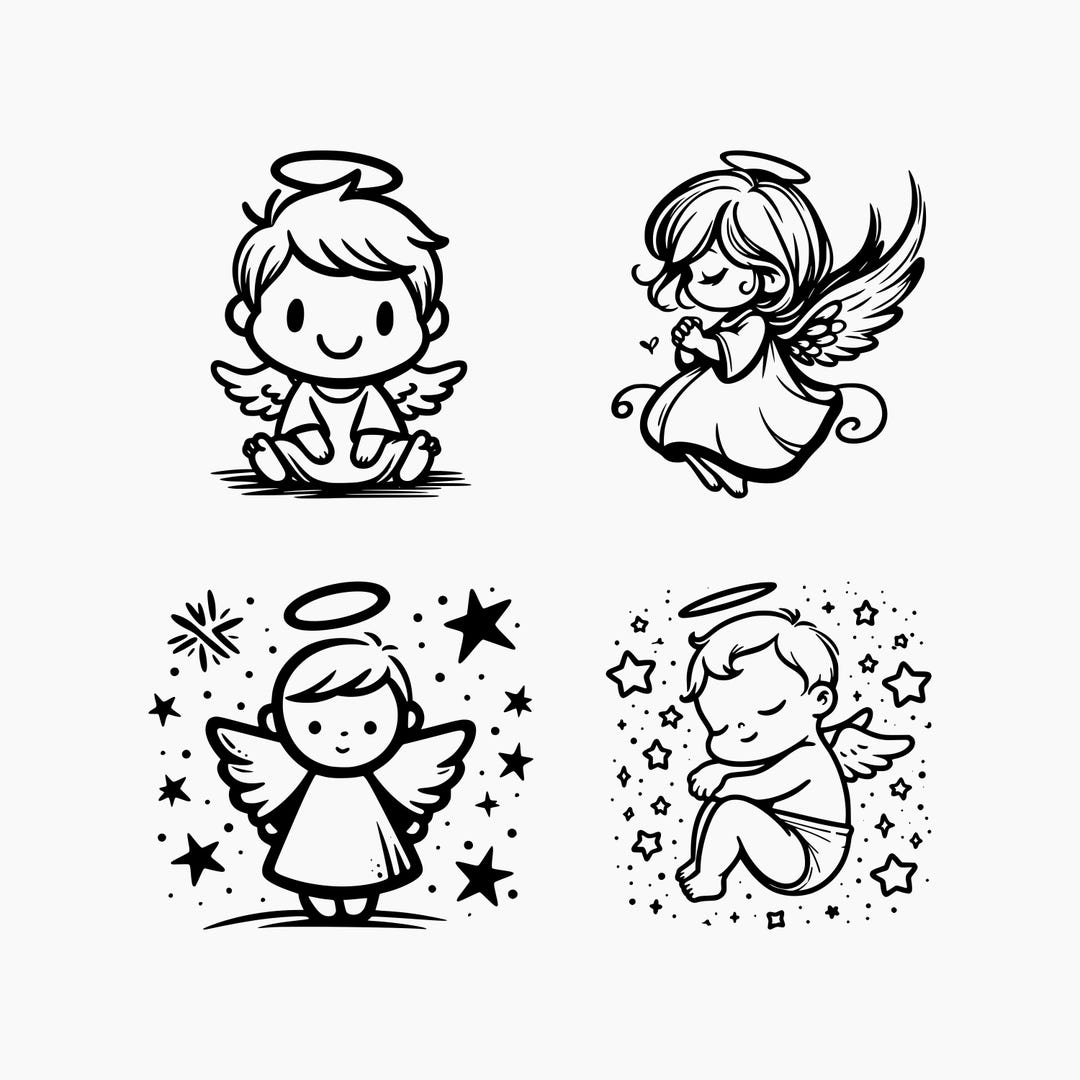 Baby Angel. 4 Svg Bundle. Svg Png Eps Dxf Cut Files. - Etsy