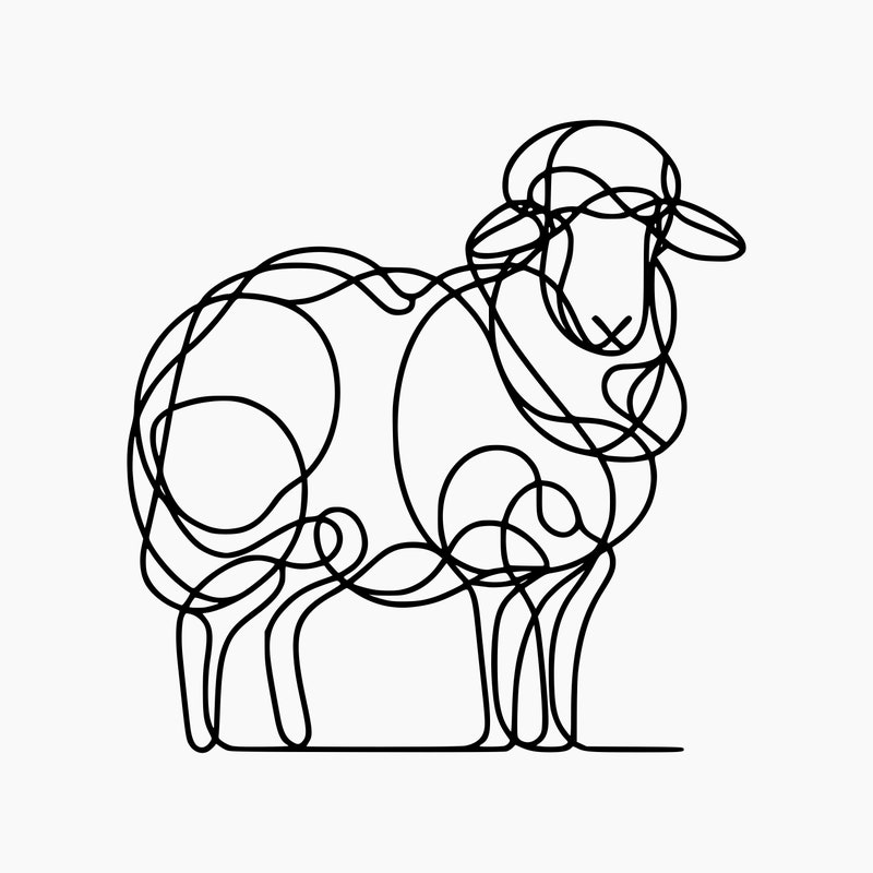 Sheep Line Drawing - Etsy