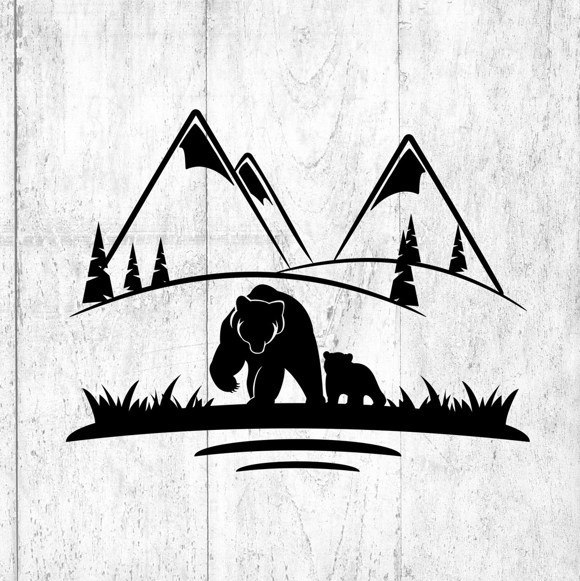 Bear Mountain Scene. Svg Png Eps Dxf Cut Files. - Etsy
