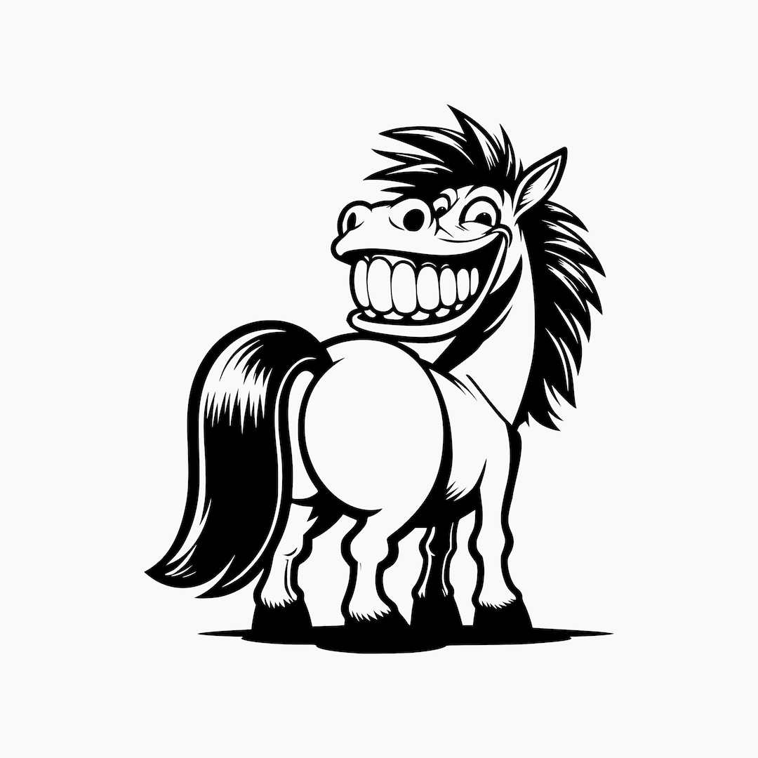 Funny Cartoon Horse From Behind. Svg Png Eps Dxf Cut Files. - Etsy ...