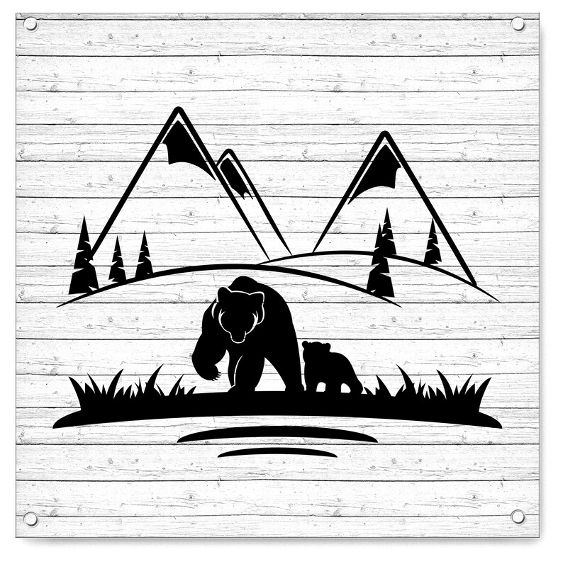 Bear Mountain Scene. Svg Png Eps Dxf Cut Files. - Etsy