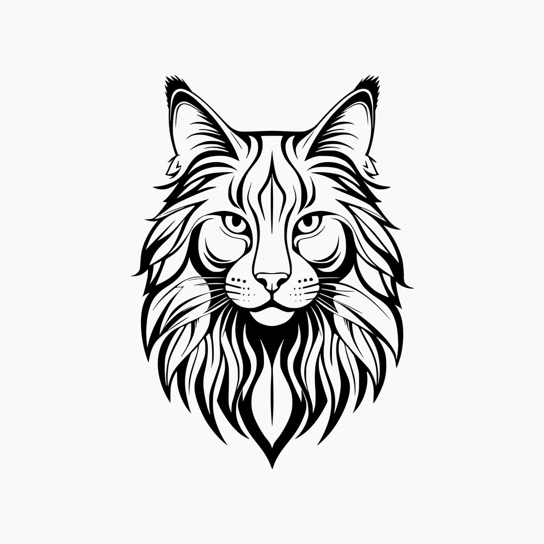 Maine Coon Cat Head. Svg Png Eps Dxf Cut Files. - Etsy