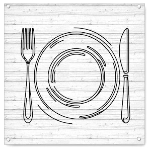 Dinner Plate With Cutlery Line Drawing. Svg Png Eps Dxf Cut Files. - Etsy
