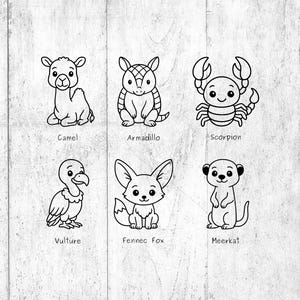 Kawaii Desert Animals SVG Bundle - Camel, Armadillo, Scorpion, Vulture ...