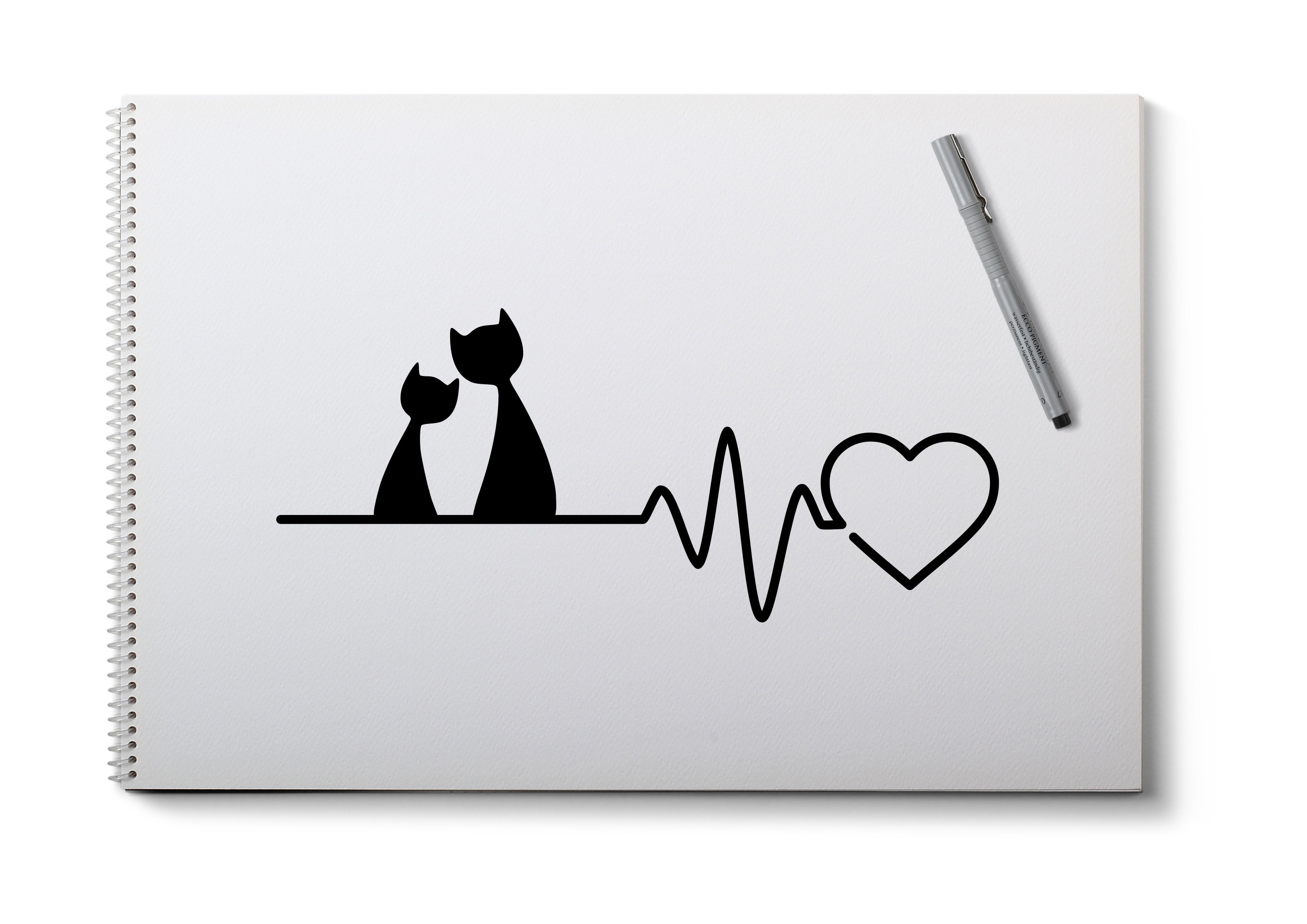 Gatti innamorati Silhouette Heart beat. File Svg Png Eps Dxf - Etsy Italia
