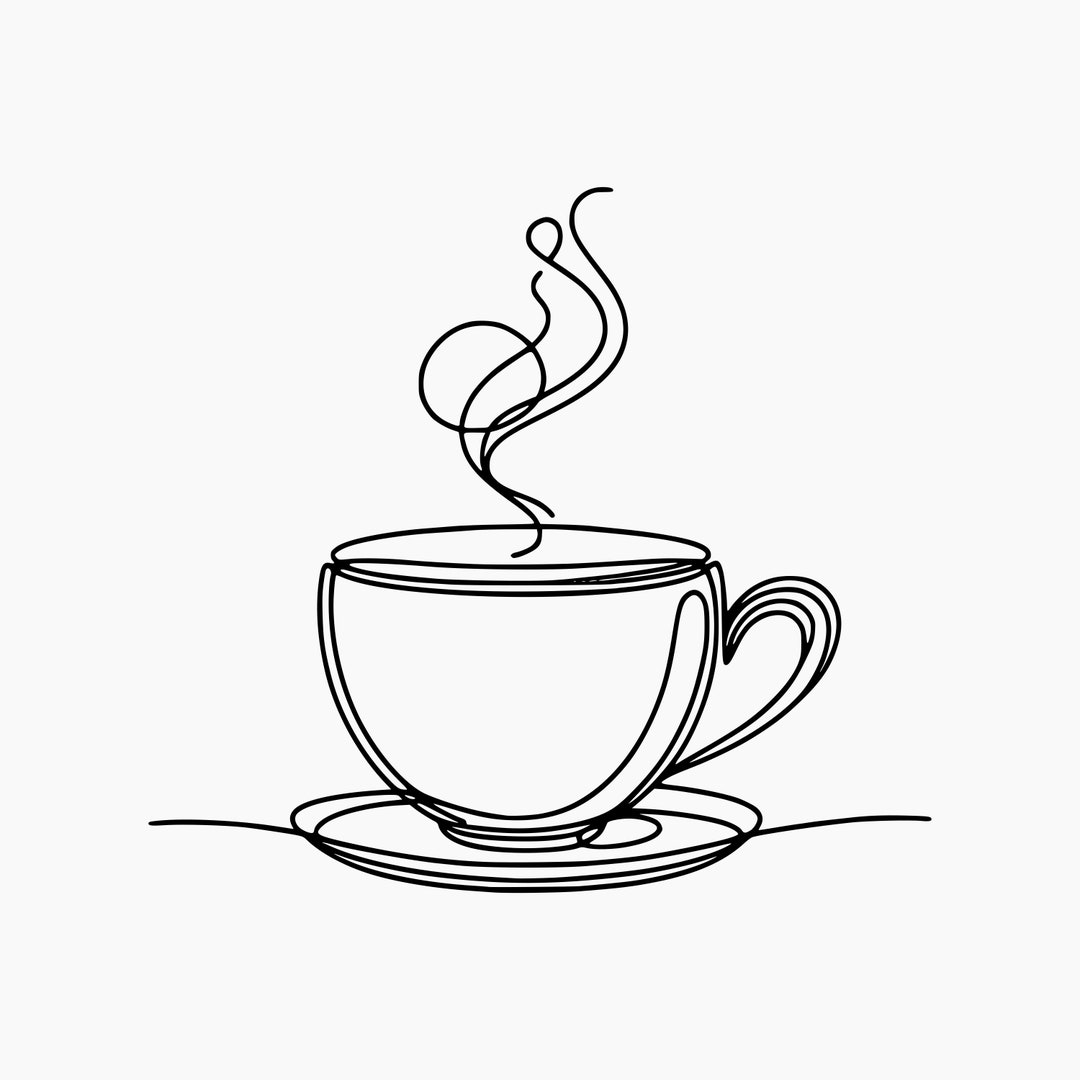 Tea Cup Line Drawing. Svg Png Eps Dxf Cut Files. - Etsy