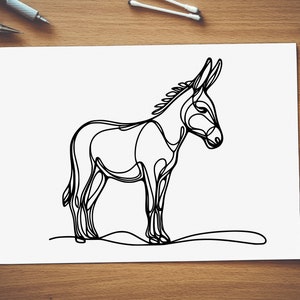 Donkey Line Drawing. Svg Png Eps Dxf Cut Files. - Etsy