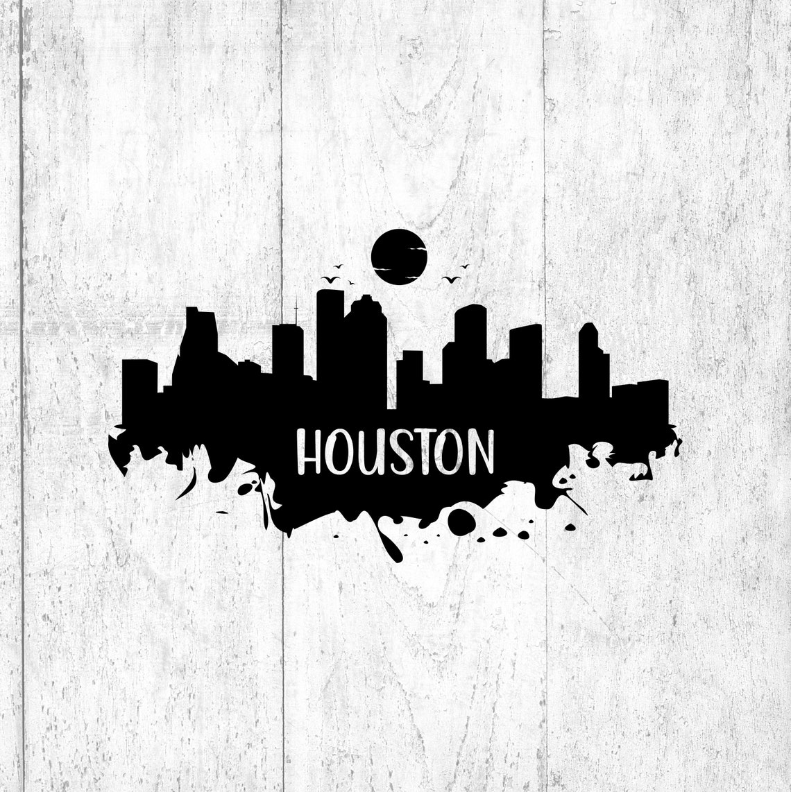 Houston Skyline Silhouette. Svg Png Eps Dxf Cut Files. - Etsy