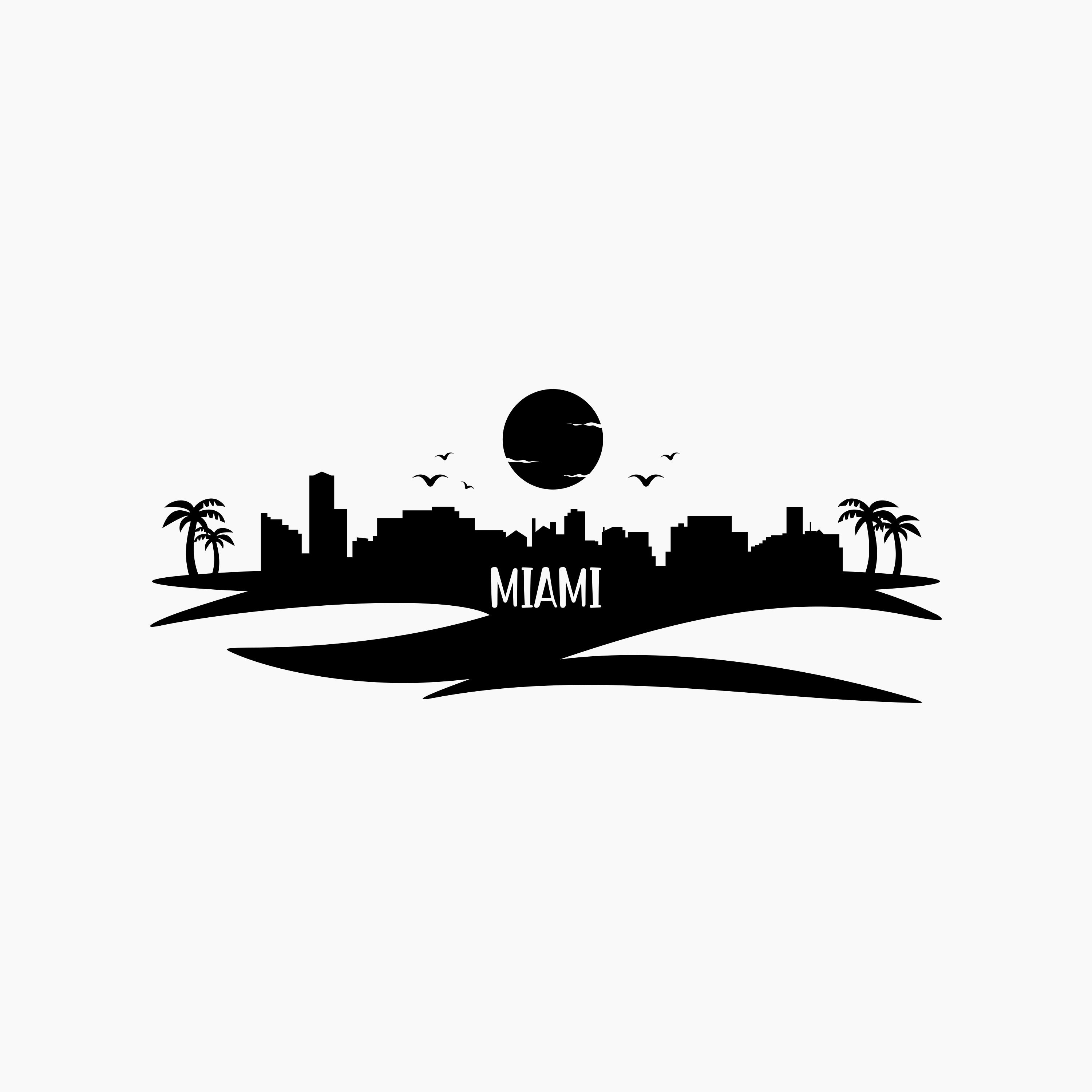 Miami Skyline Silhouette. Svg Png Eps Dxf Cut Files. - Etsy