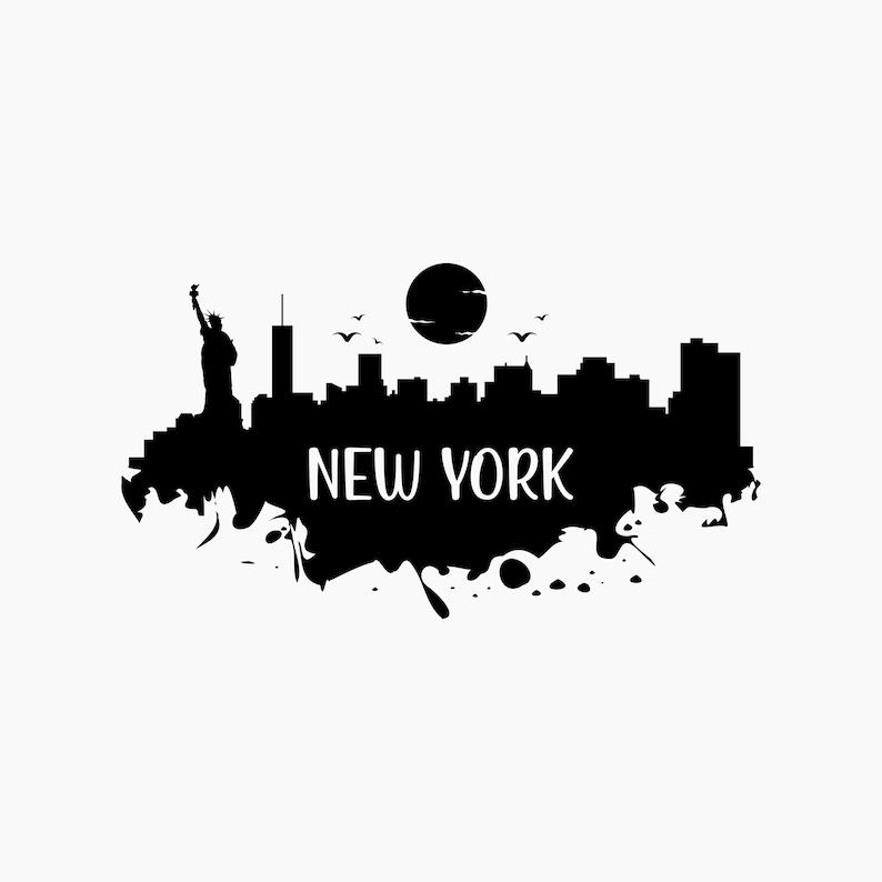 New York Skyline Silhouette. Svg Png Eps Dxf Cut Files. - Etsy