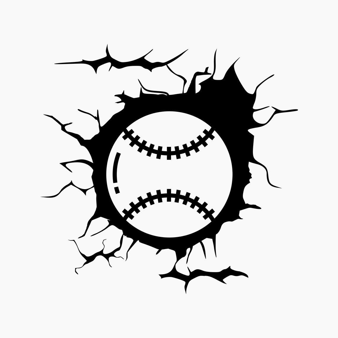 Baseball Ball Cracked Wall. Svg Png Eps Dxf Cut Files. - Etsy