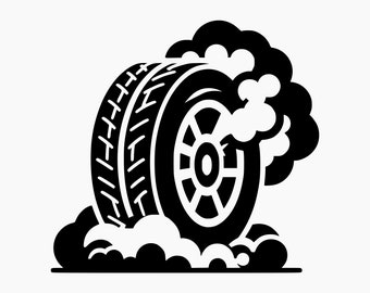 Tire in Smoke SVG, Burnout Tire SVG, Tire Svg, Car Svg, Tire Clipart ...