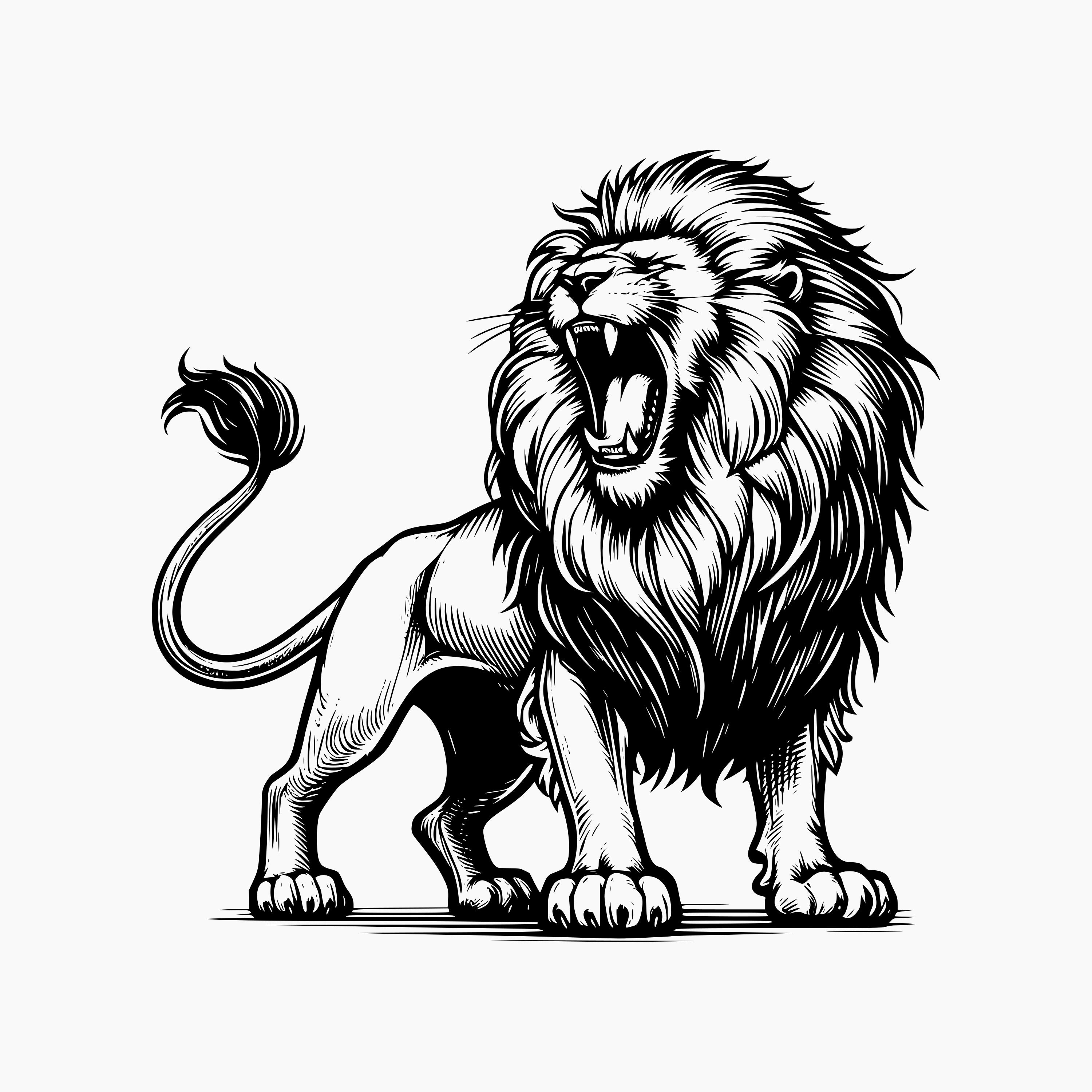 Lion Sketch Style. 4 Svg Bundle. Svg Png Eps Dxf Cut Files. - Etsy