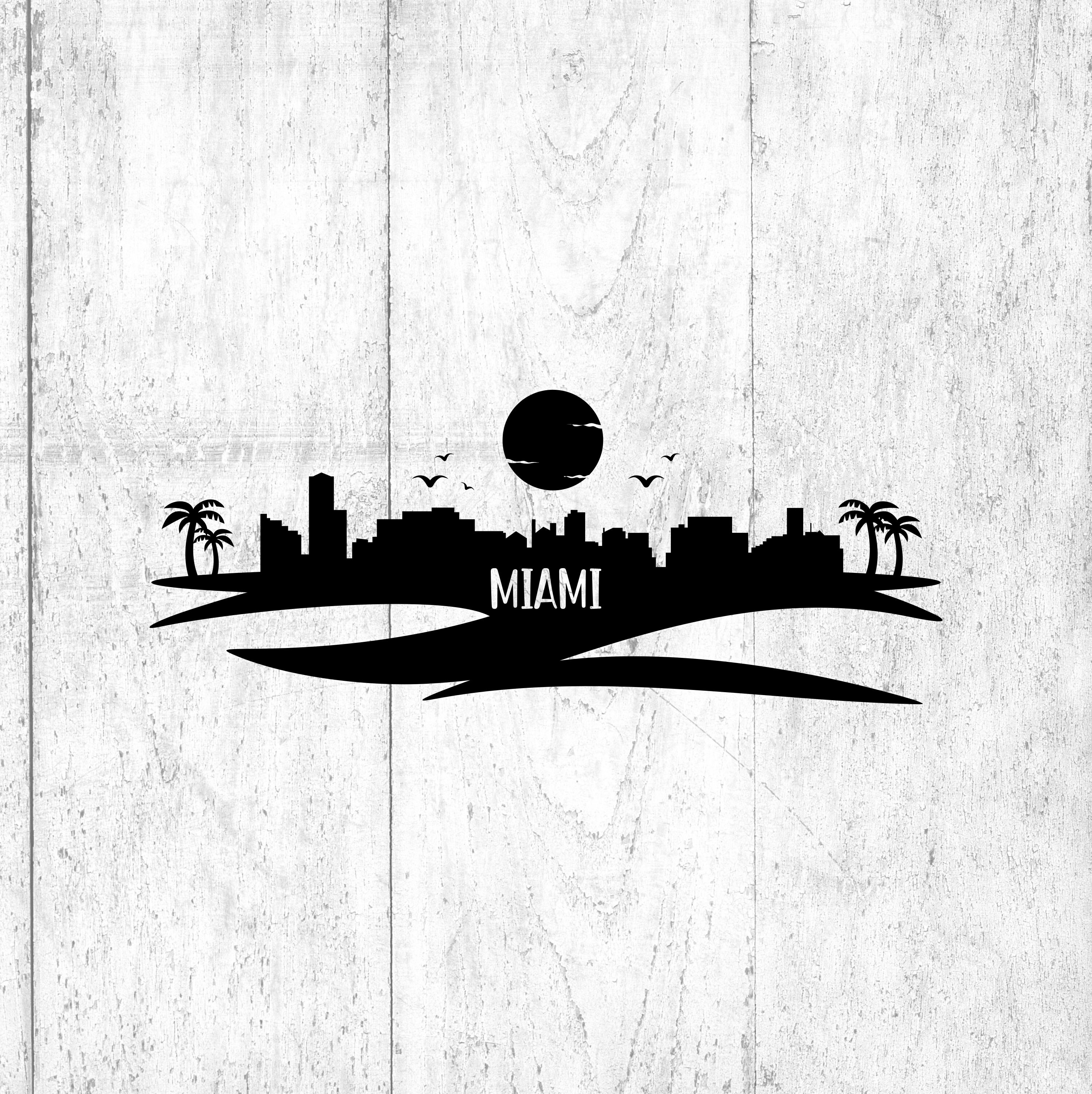 Miami Skyline Silhouette. Svg Png Eps Dxf Cut Files. - Etsy Canada