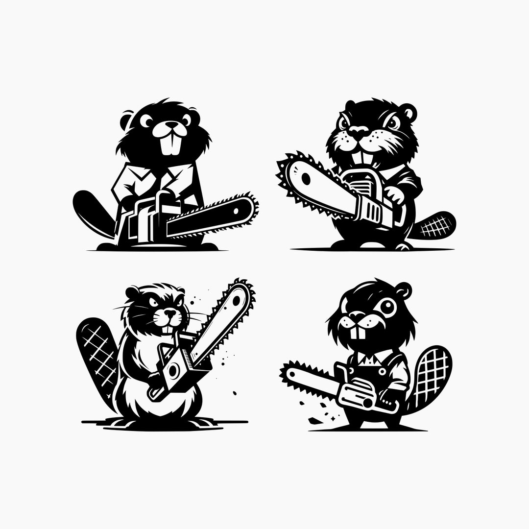 Beaver With Chainsaw. 4 Svg Bundle. Svg Png Eps Dxf Cut Files. - Etsy
