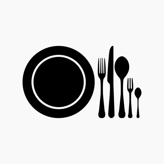 Plate With Cutlery. Svg Png Eps Dxf Cut Files. | Etsy