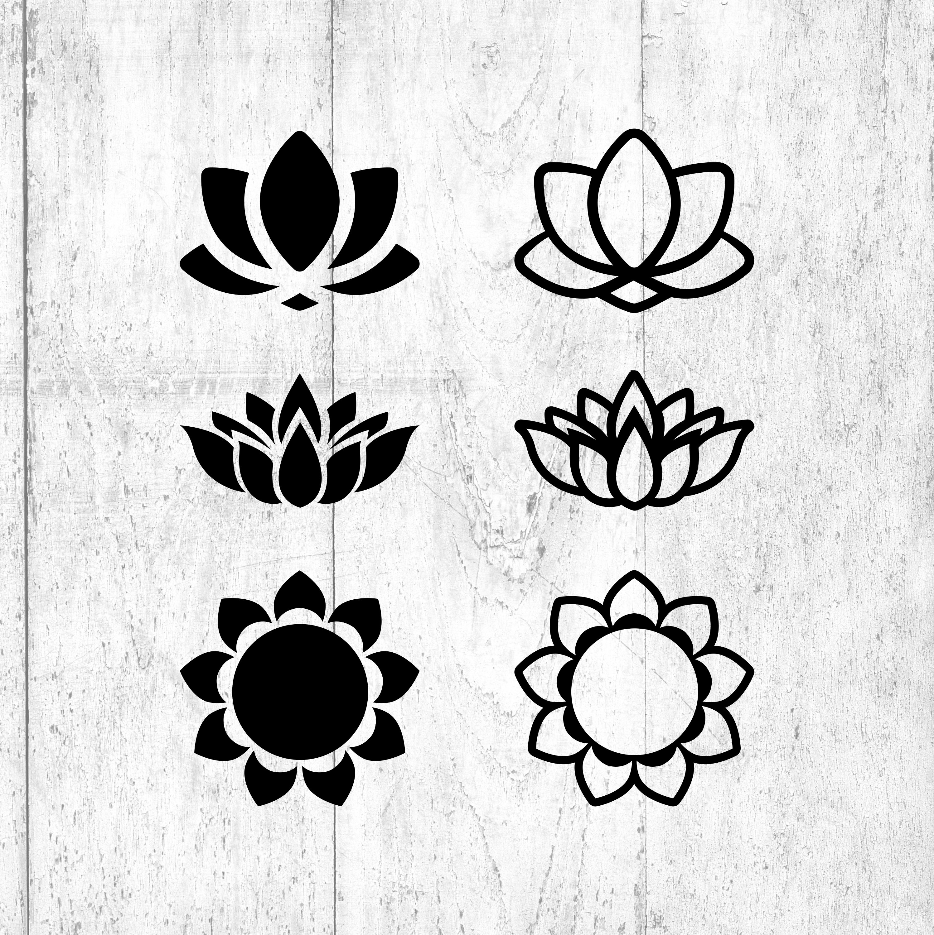 Símbolo de la flor de loto. Svg Png Eps Dxf Cortar archivos. - Etsy México