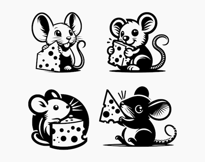 Mouse With Cheese. 4 Svg Bundle. Svg Png Eps Dxf Cut Files. - Etsy