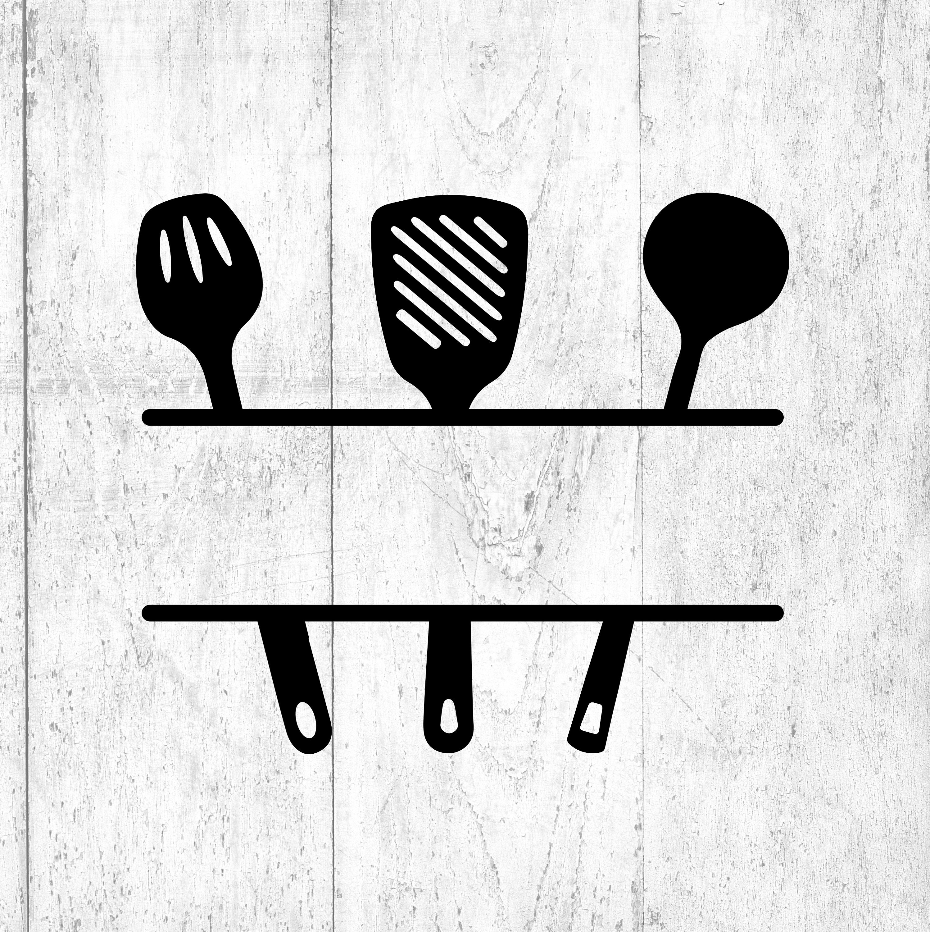 Kitchen Utensils Split Monogram Kitchen Tools Split Frame. | Etsy
