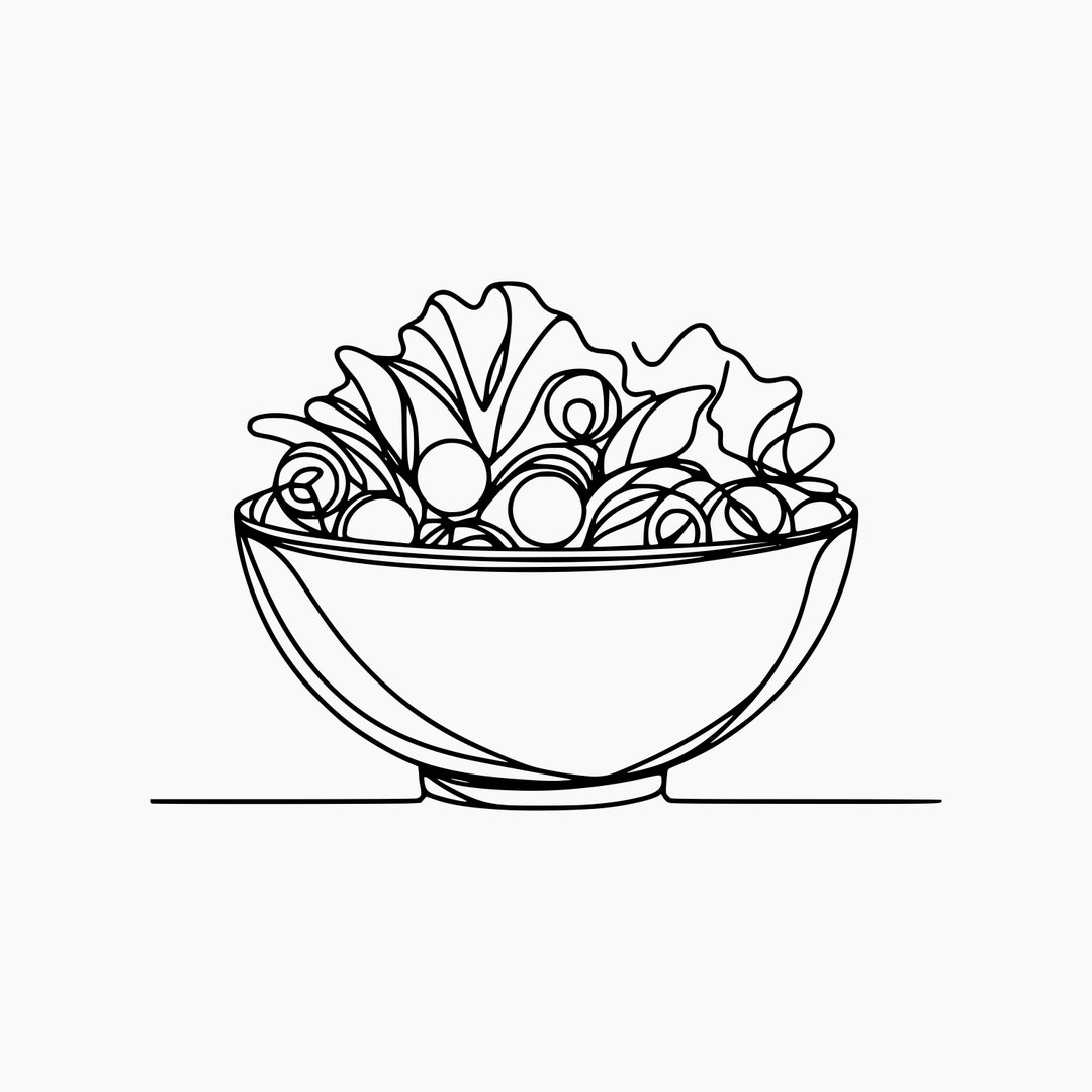 Salad Bowl Line Drawing. Svg Png Eps Dxf Cut Files. - Etsy