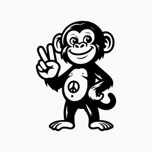 Animals Peace Sign Panda , Gorilla , Chimpanzee. 3 Svg Bundle. Svg Png ...