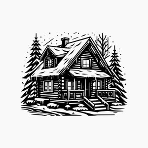 Winter Cabin. 4 Svg Bundle. Svg Png Eps Dxf Cut Files. - Etsy