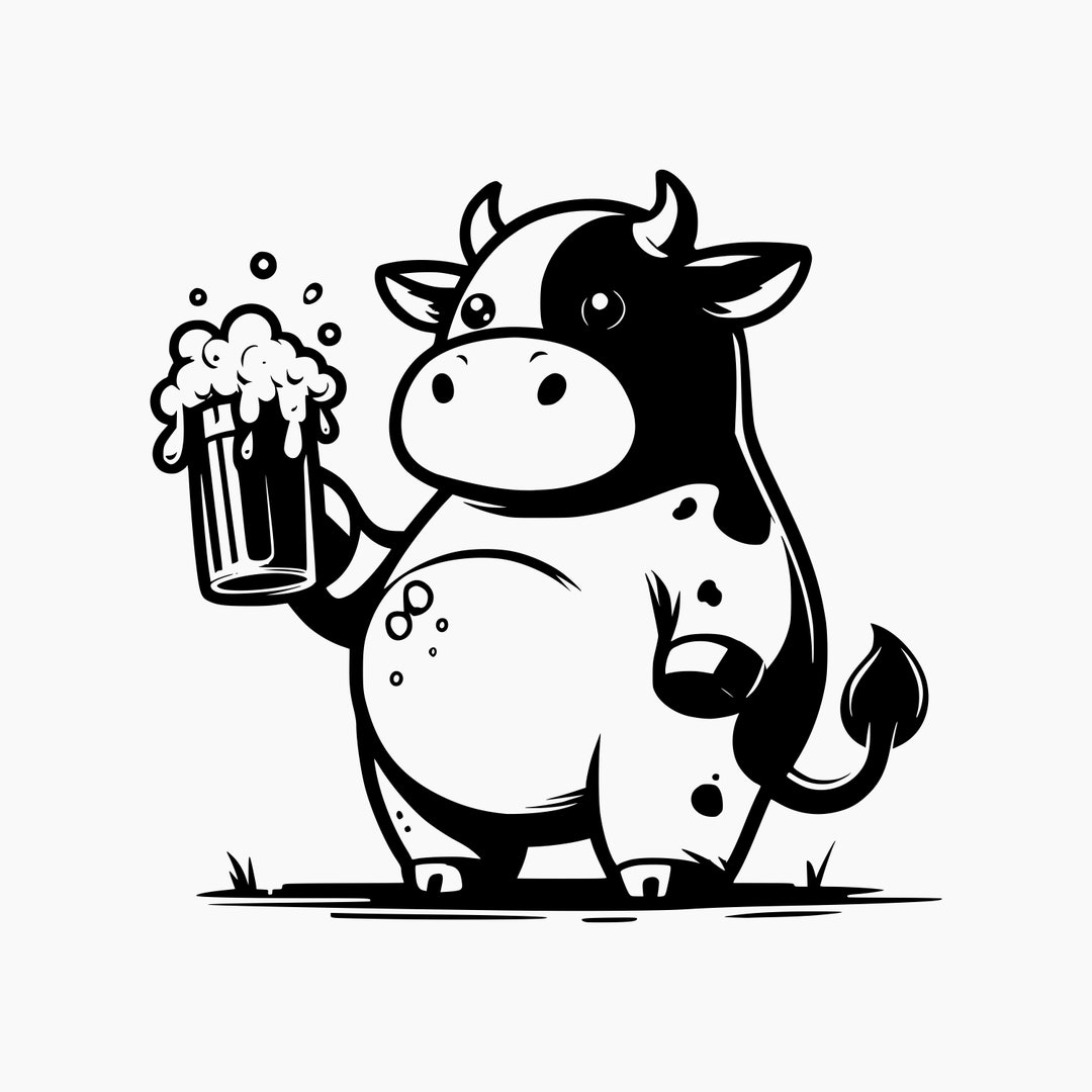 Funny Cow With a Beer. Svg Png Eps Dxf Cut Files. - Etsy