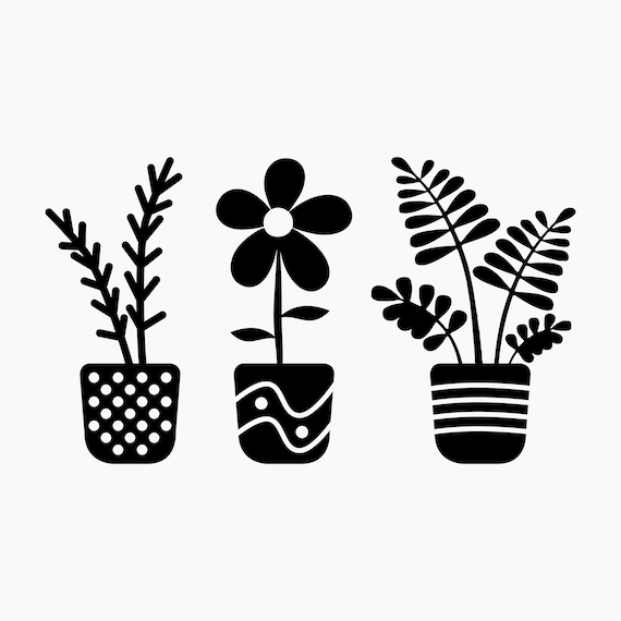 House plants set. Plant silhouette. Svg Png Eps Dxf Cut files. | Etsy