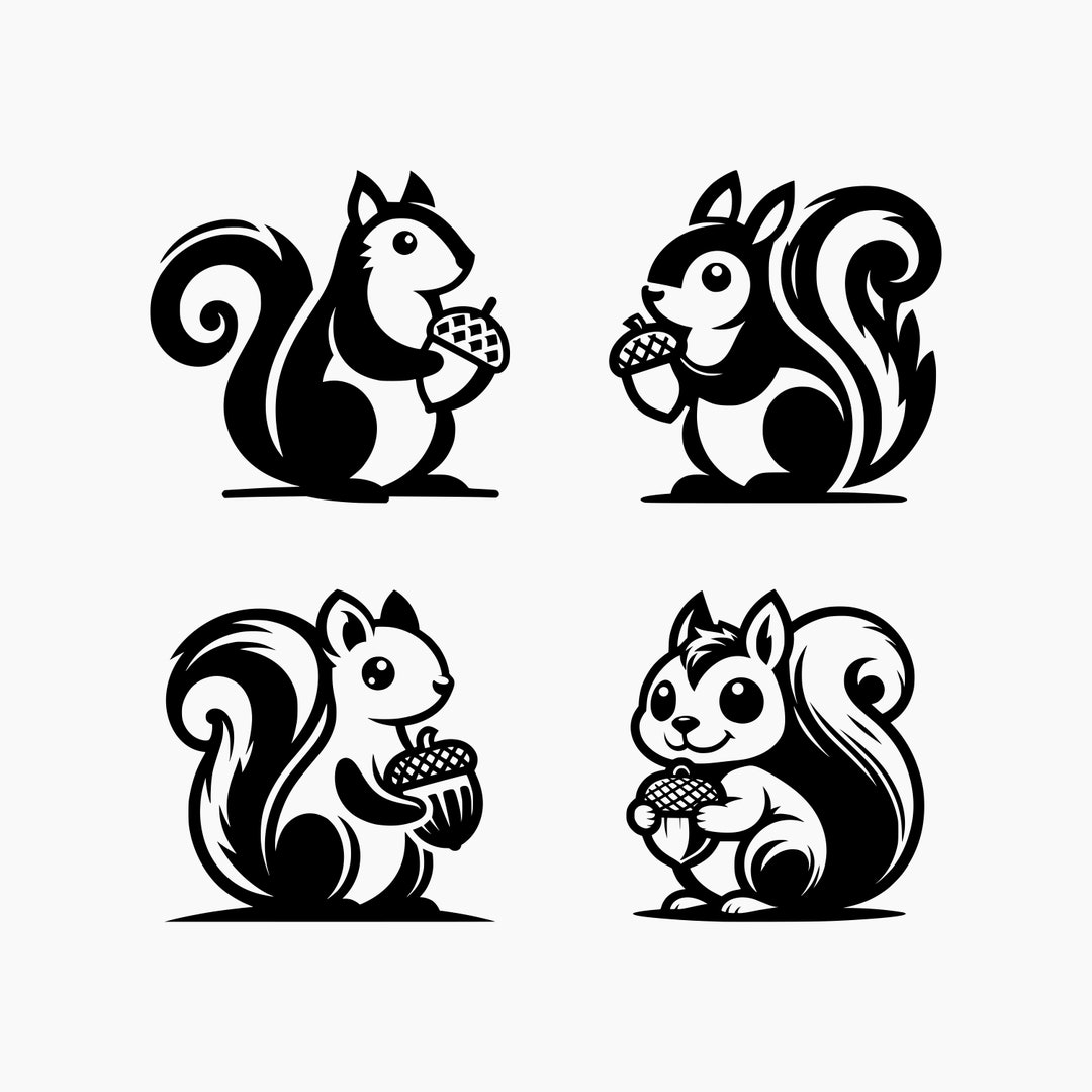Squirrel With Acorn. 4 Svg Bundle. Svg Png Eps Dxf Cut Files. - Etsy