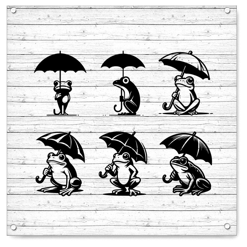 Frog With Umbrella. 6 Svg Bundle. Svg Png Eps Dxf Cut Files. - Etsy