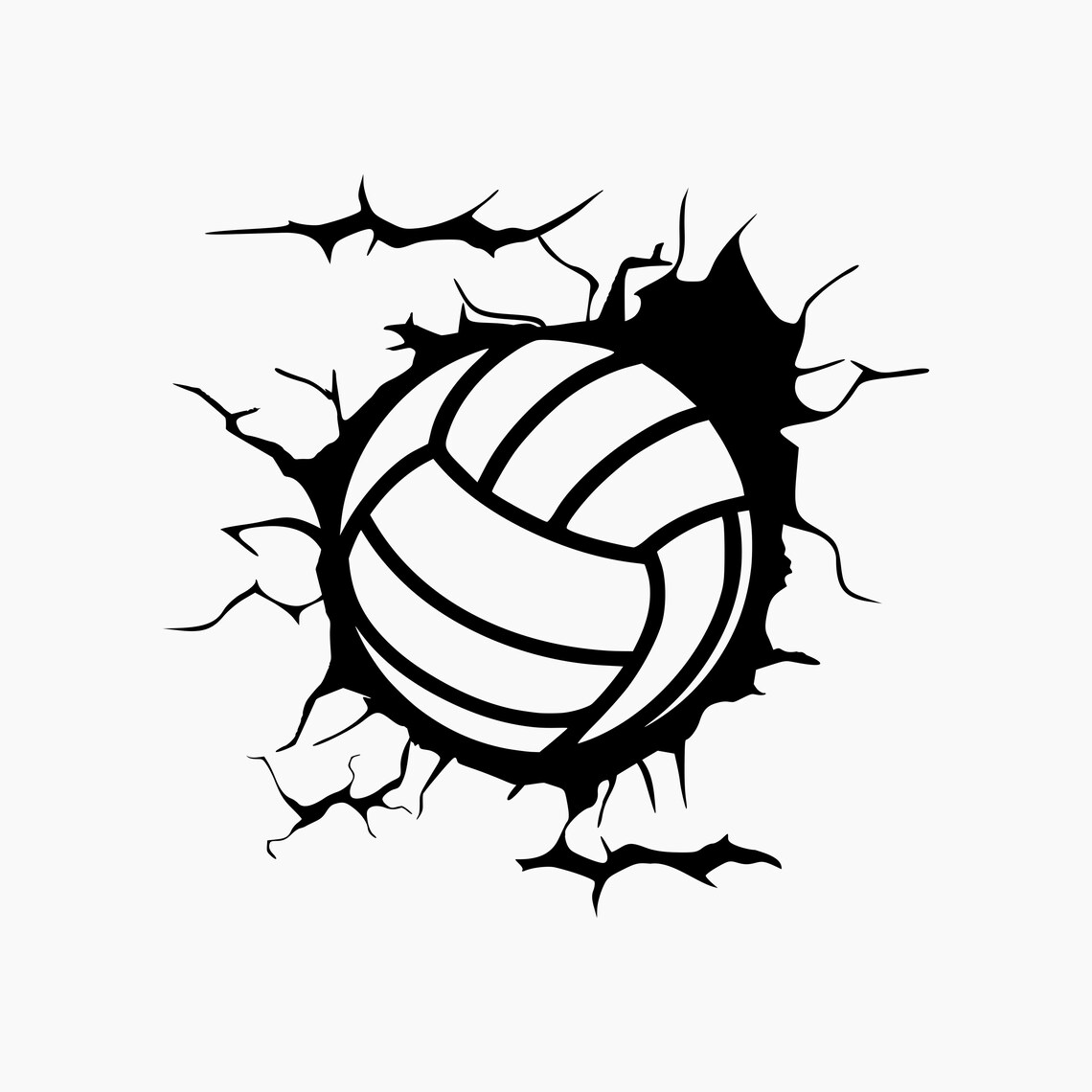 Volleyball Ball Cracked Wall. Svg Png Eps Dxf Cut Files. - Etsy