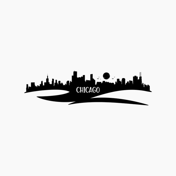 Chicago Skyline Silhouette. Svg Png Eps Dxf Cut Files. | Etsy